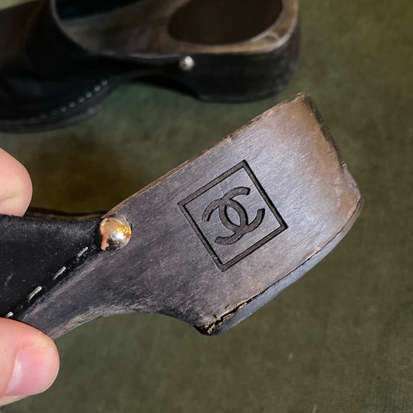 CHANEL | Shoes | Chanel Suede And Wooden Clogs | Poshmark